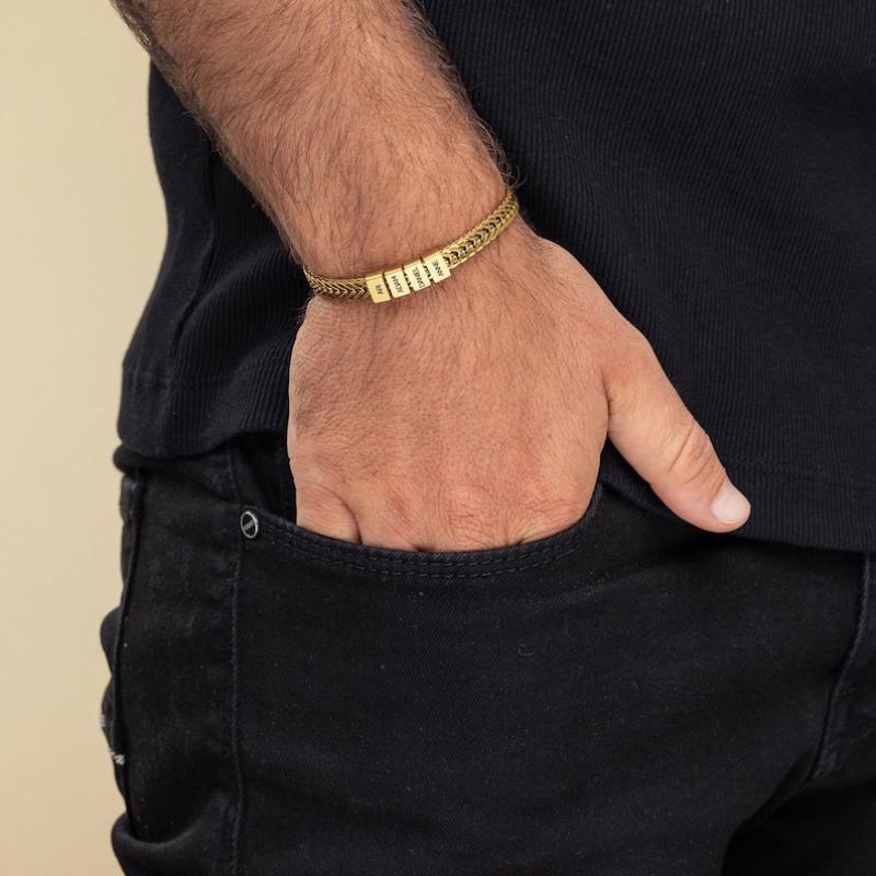 AS099 Father Gift Custom Gold Bracelet for Dad with Kids Name ...
